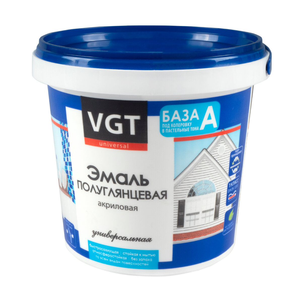 Эмаль акриловая универсальная белая полуглянцевая, ВД АК 1179, 1 кг, VGT