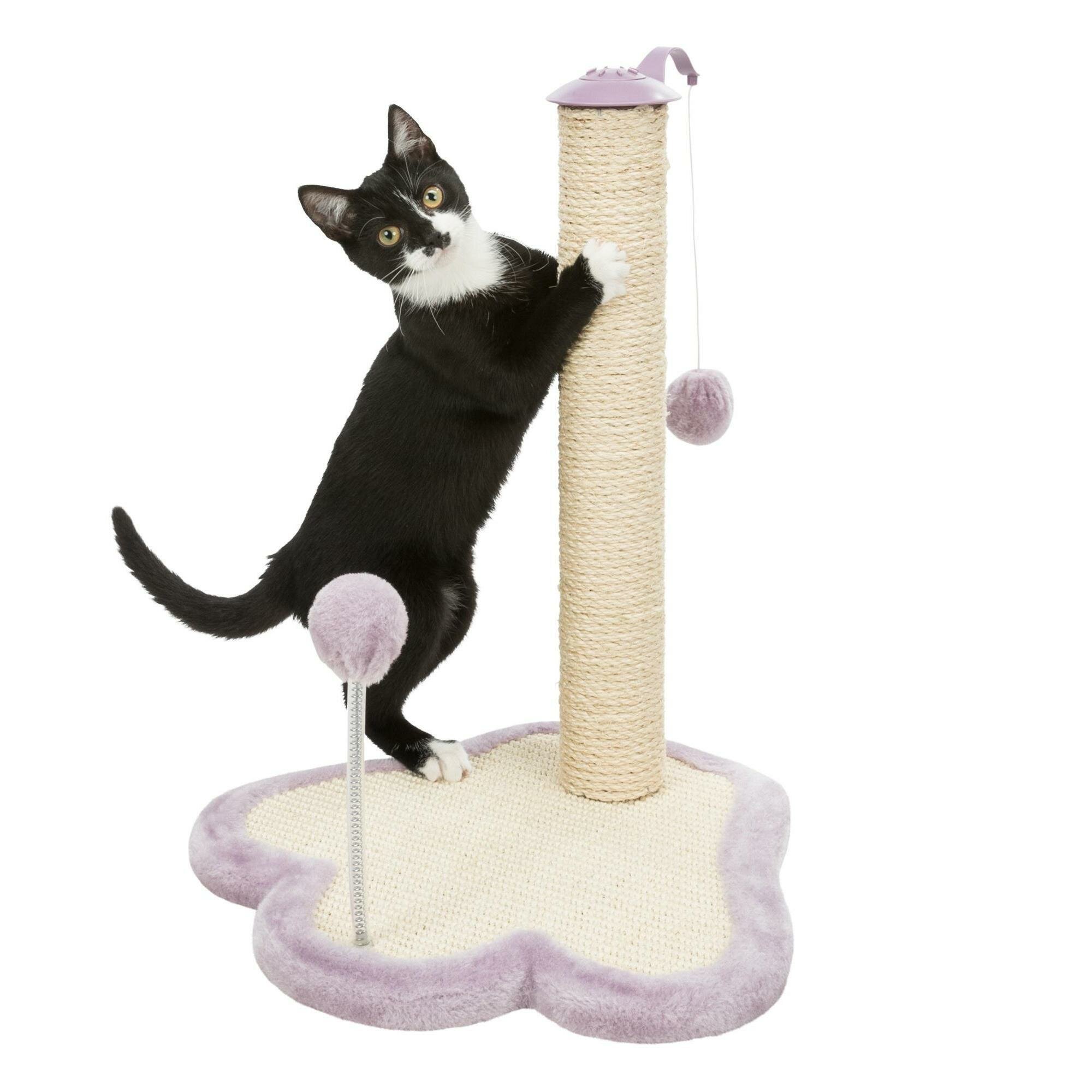 Столбик-когтеточка Junior "Лапа", 40 х 50 х 38 см, светло-лиловый/натуральный, Trixie