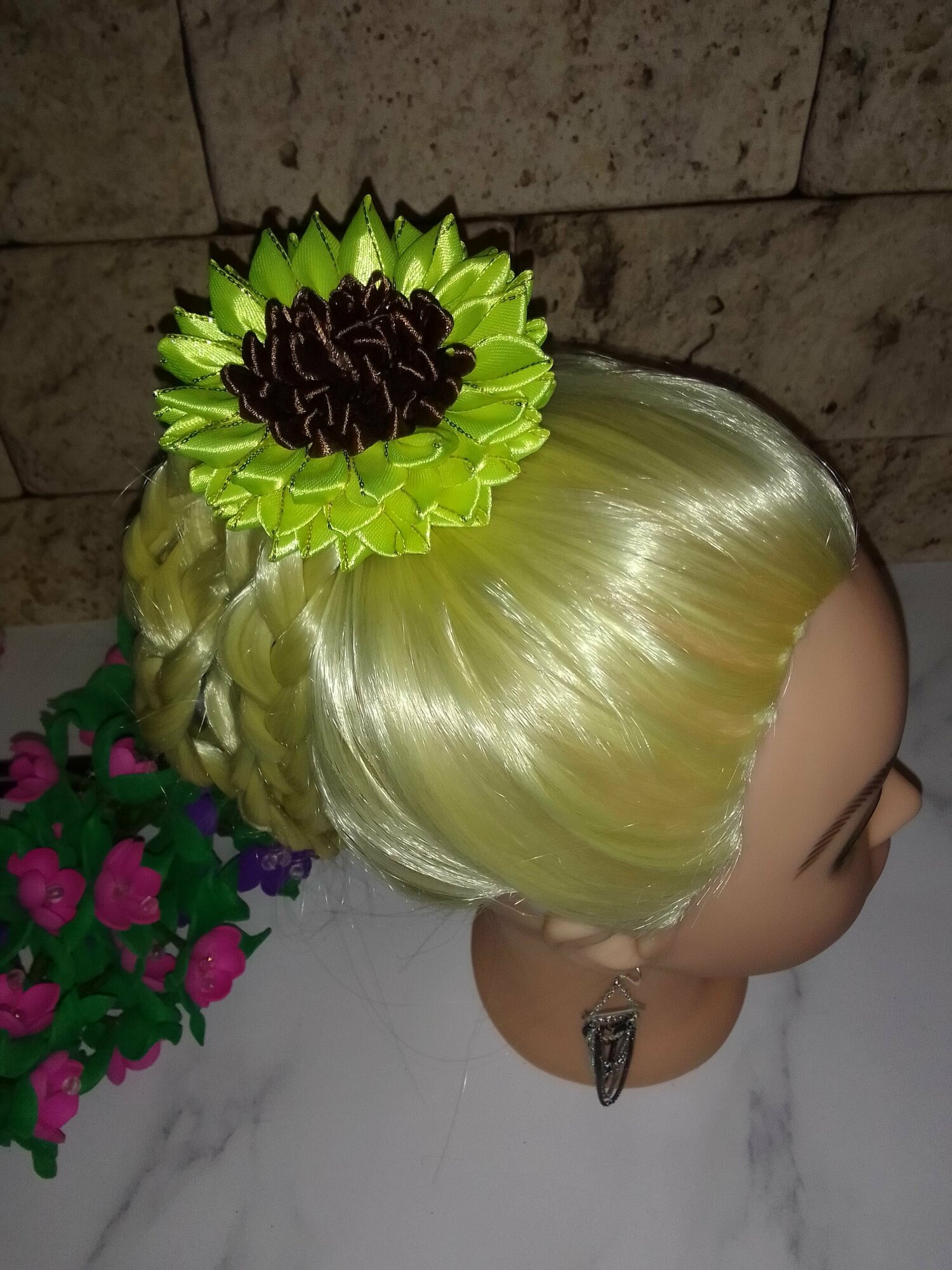 Резиночки для волос "Подсолнух", атласные, базовый цвет, 20 г