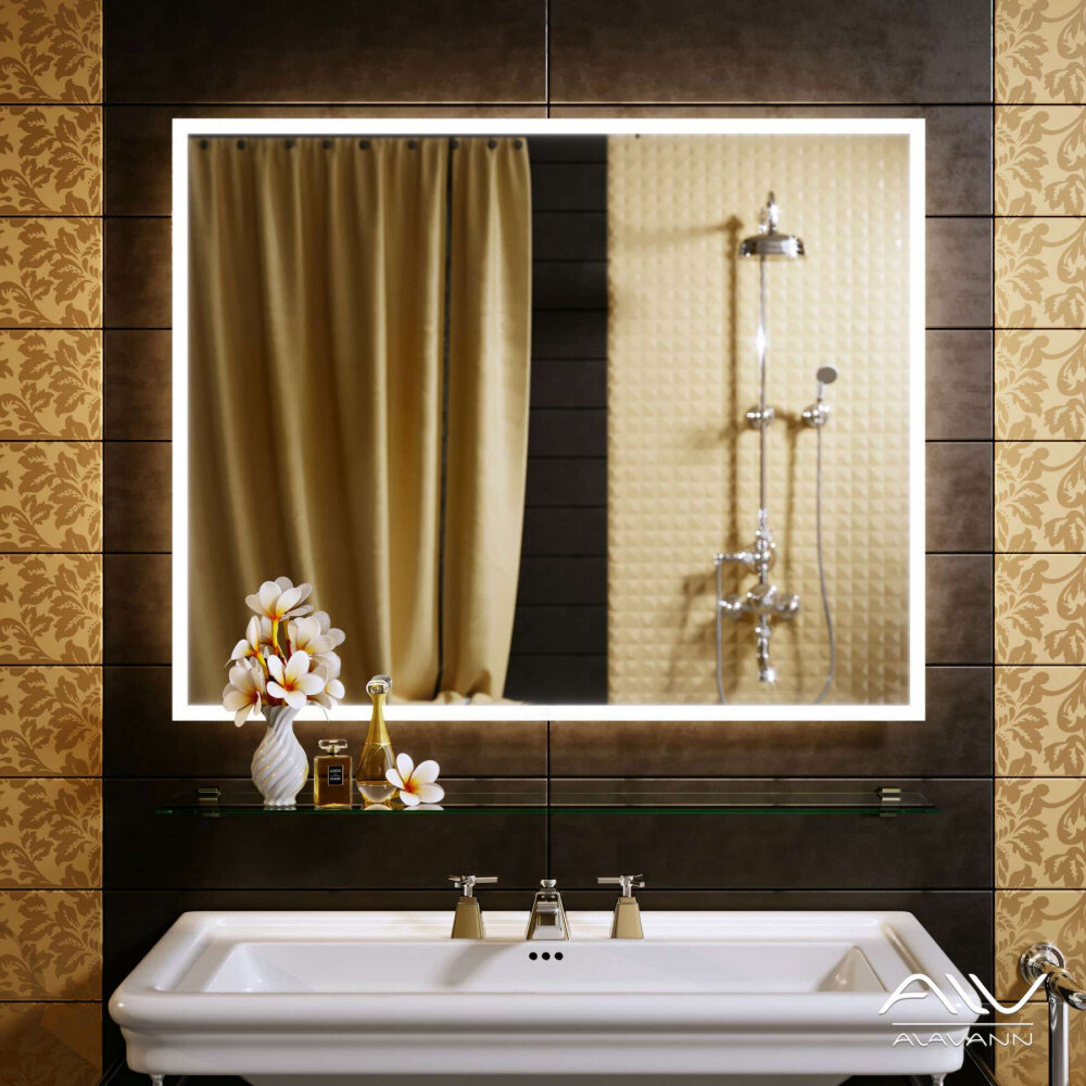 Зеркало Alavann Bella-35 100 см с подсветкой, прямоугольное, белый