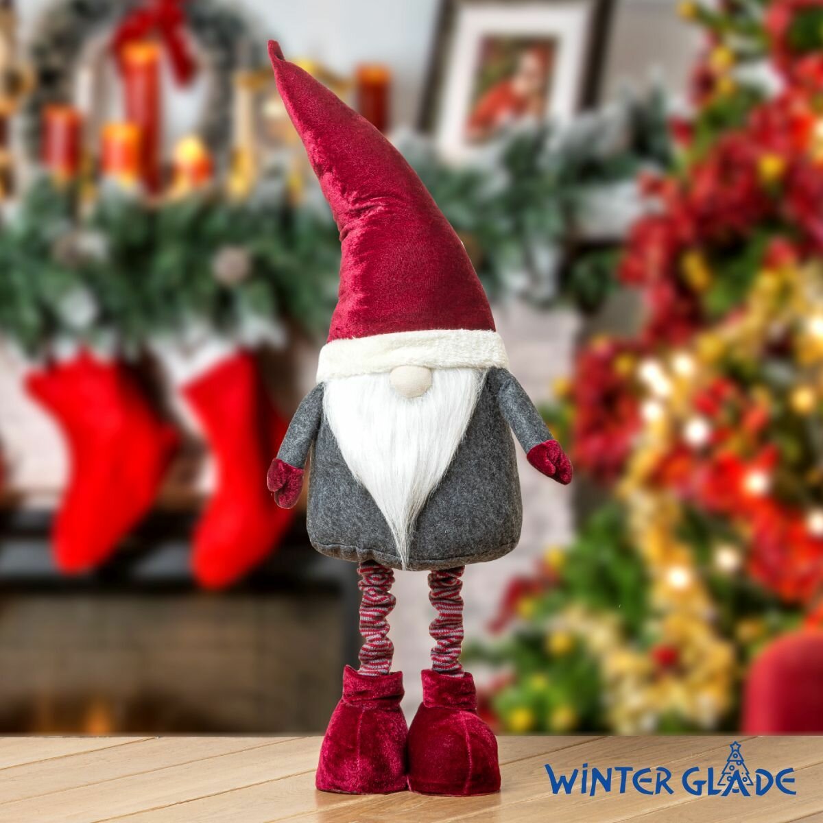 Фигурка новогодняя Гном Winter Glade 95 см на телескопических ногах