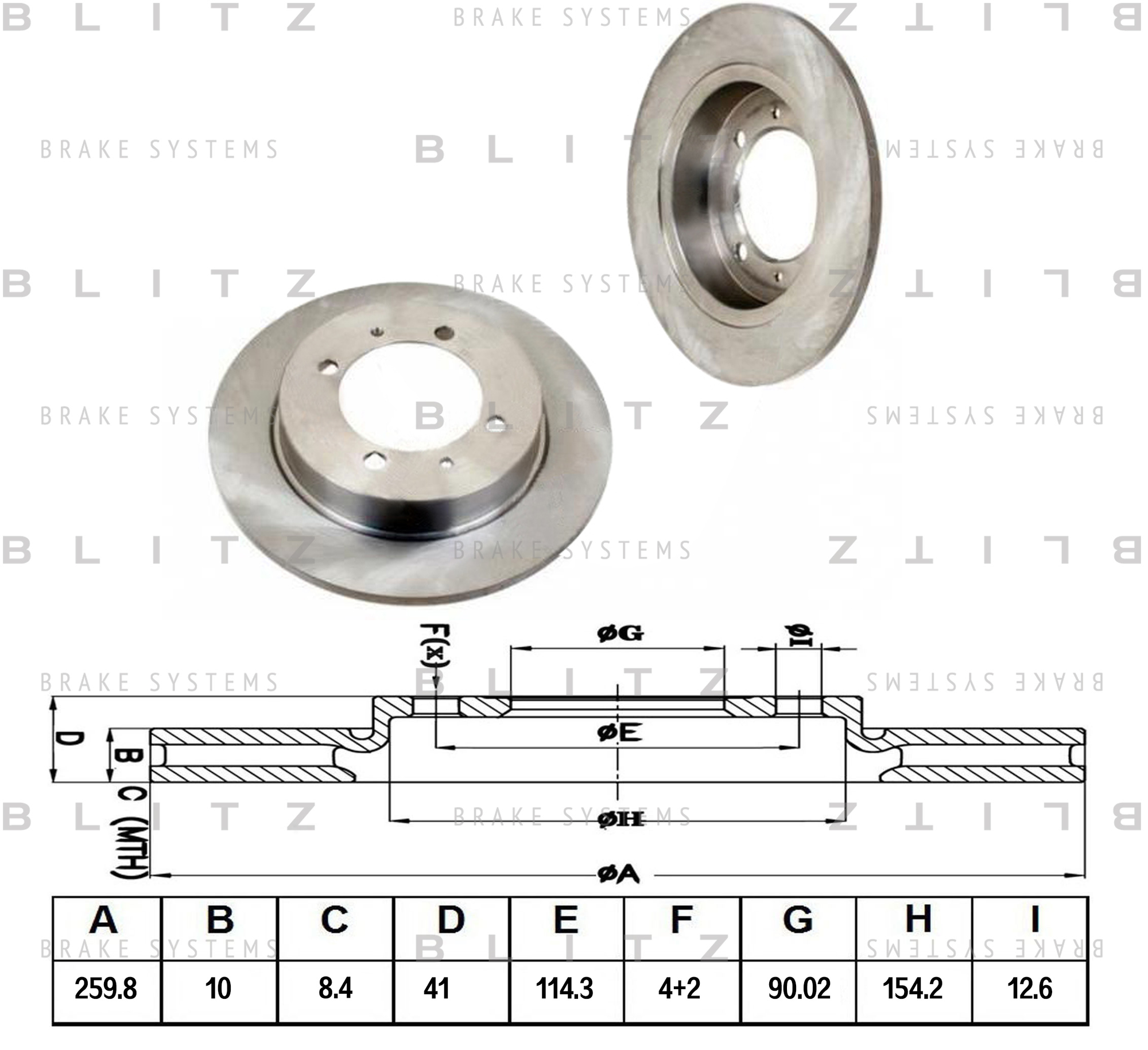 BLITZ BS0163 диск тормозной Mitsubishi (Мицубиси) Carisma (Каризма) / Space star (Спейс стар) (Комплект 2 штуки)