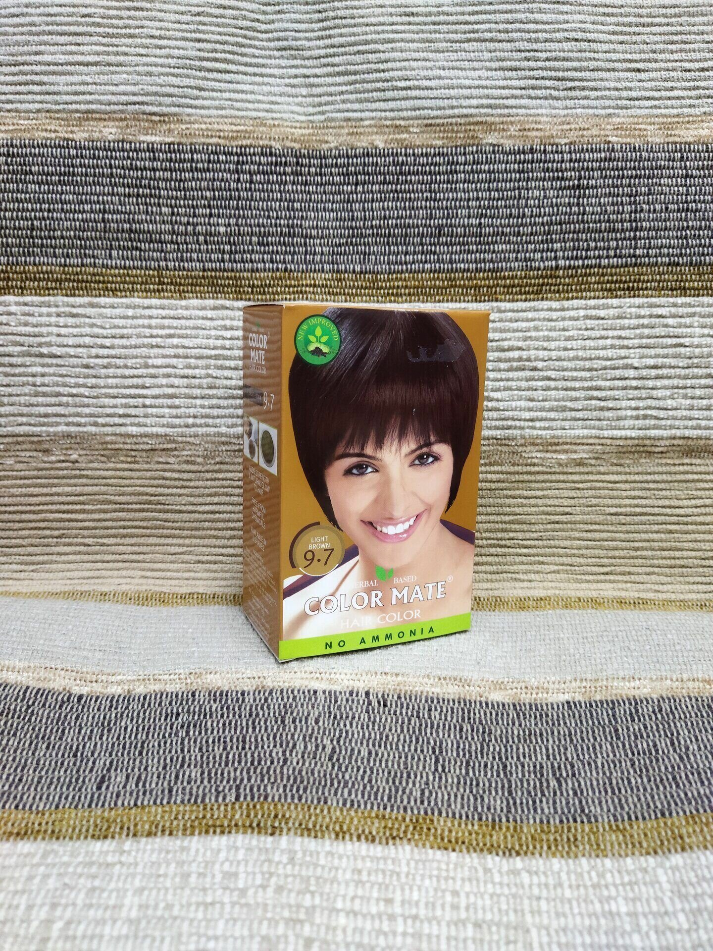 Натуральная краска для волос на основе хны, Светло-Коричневый цвет, № 9,7, Color Mate (Колор Мате), 5 саше по 15 гр, 75 гр