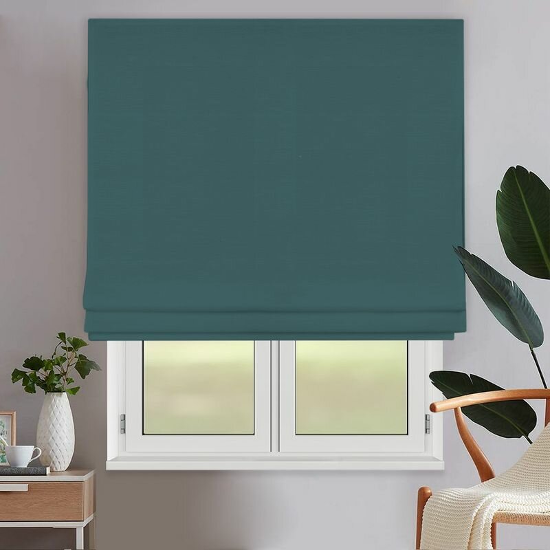 Римская штора OLEXDECO "Монро" Blackout (Dim-out) Океан 130х170 см, с кордовым карнизом