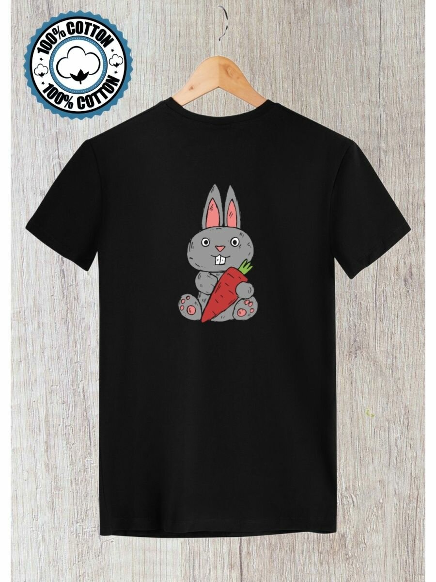 Футболка мультяшный кролик с морковкой