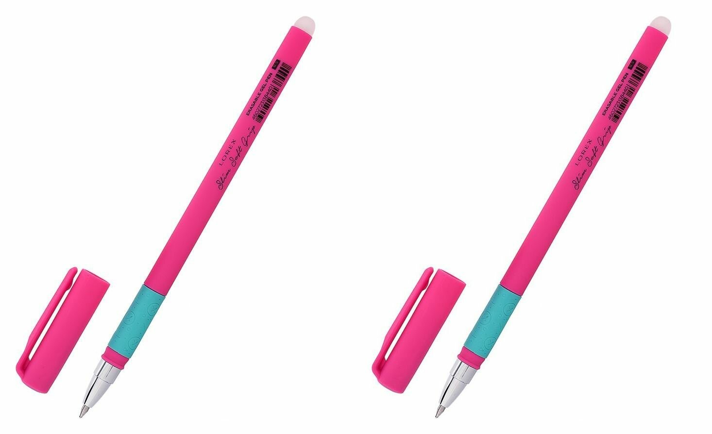 LOREX Ручка гелевая стираемая Neon Slim Soft Thouch Grip, цвет чернил синий, грип, 0,5 мм, 2 шт