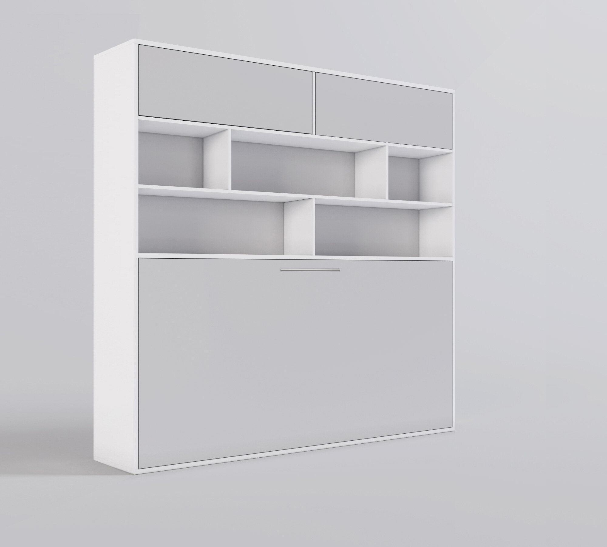 Односпальная шкаф-кровать трансформер с антресолью, полками, складным подголовником Бранда Форма Тренд