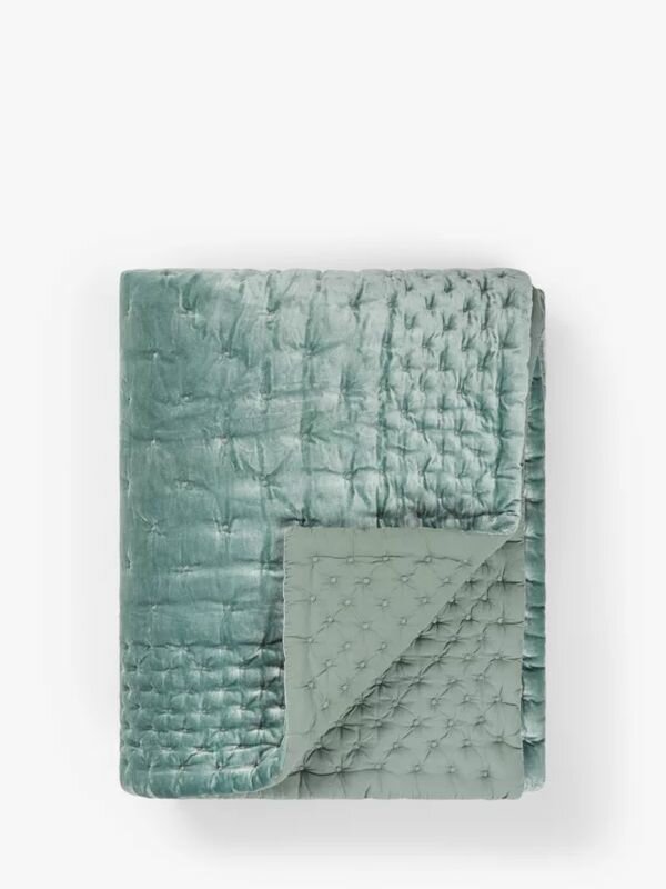 Покрывало John Lewis Boutique Hotel Velvet Stitch Quilted (Duck Egg) (голубой / Duck Egg)