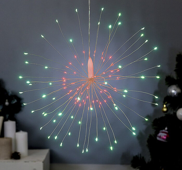 Фигура "Салют", зелёно-розовый LED-120, от батареек 4*AA, пульт ДУ, Luazon