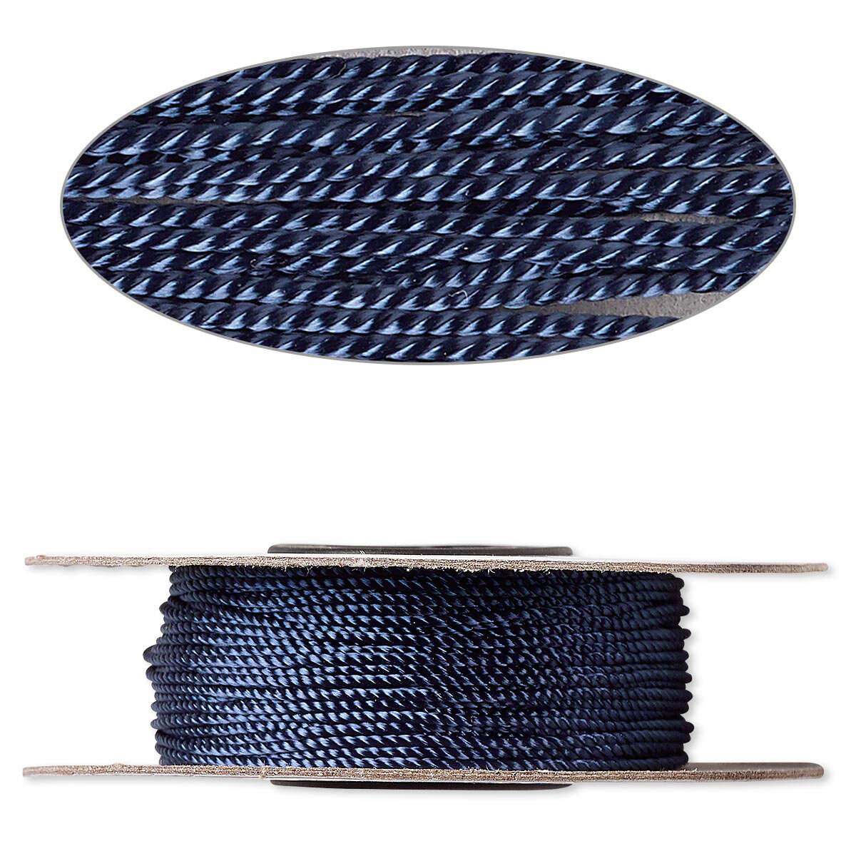 Шнур синтетический нейлоновый, около 1мм, витой, темно-синий, 5 метров