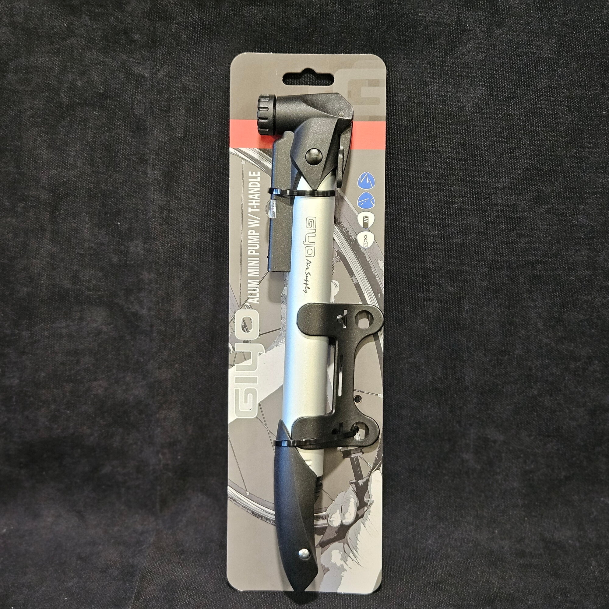 Насос ручной GIYO GP-91, с манометром, серебристый