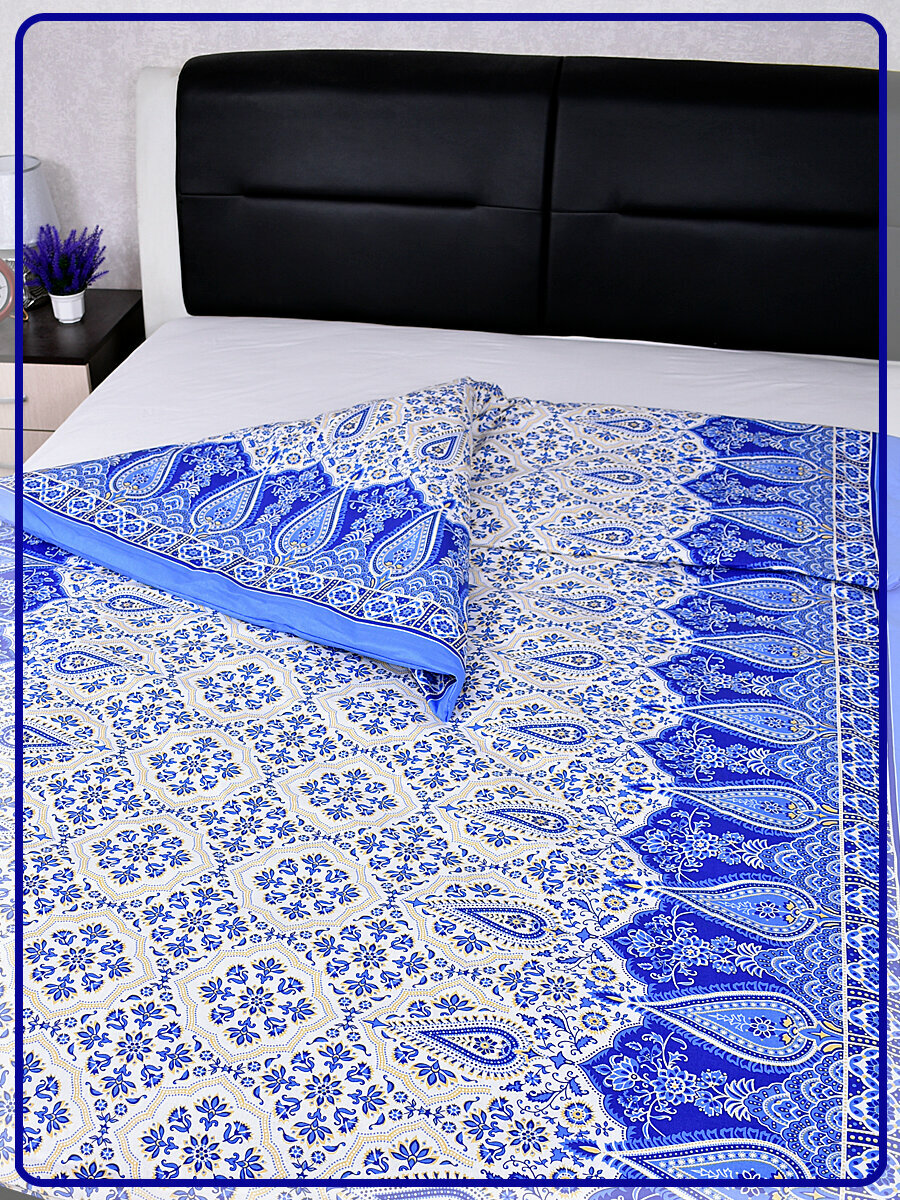 Пододеяльник Шуйская бязь Огурцы синие 6229-1 2 спальный