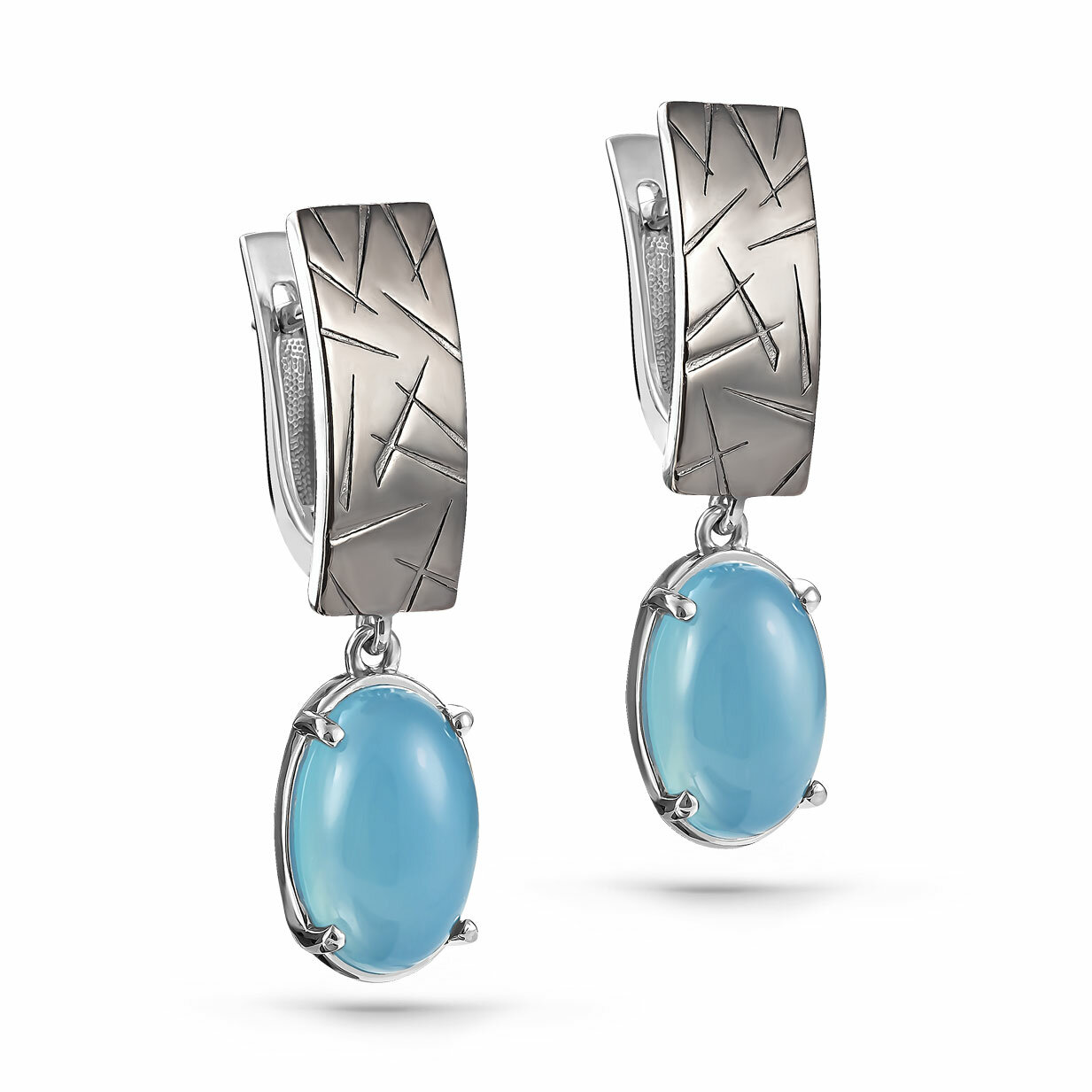Серьги KABAROVSKY, серебро, 925 проба, халцедон
