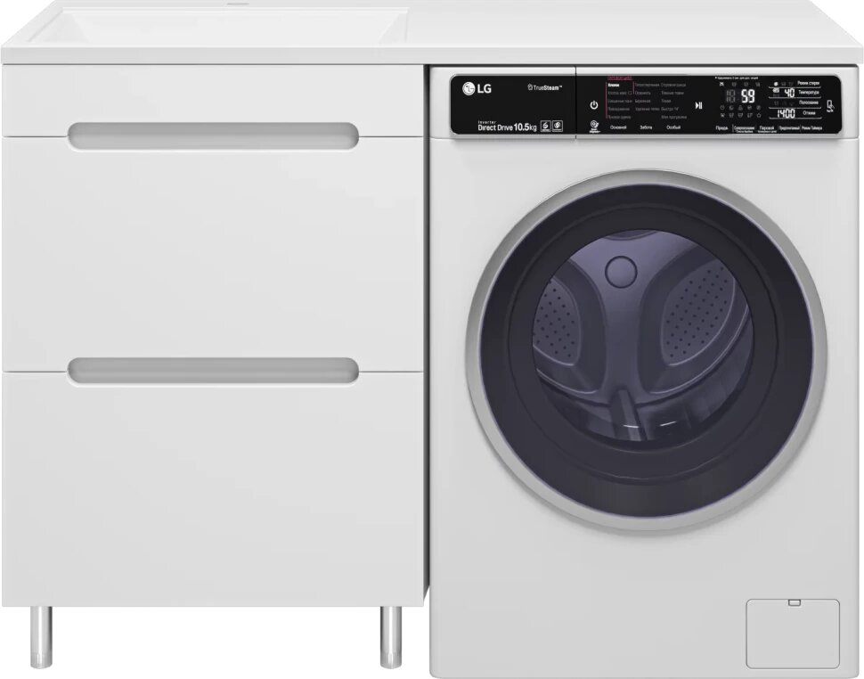 Тумба под раковину Misty Амур Э-Бай06055-022Я 55 см, напольная, над стиральной машиной, белый глянец
