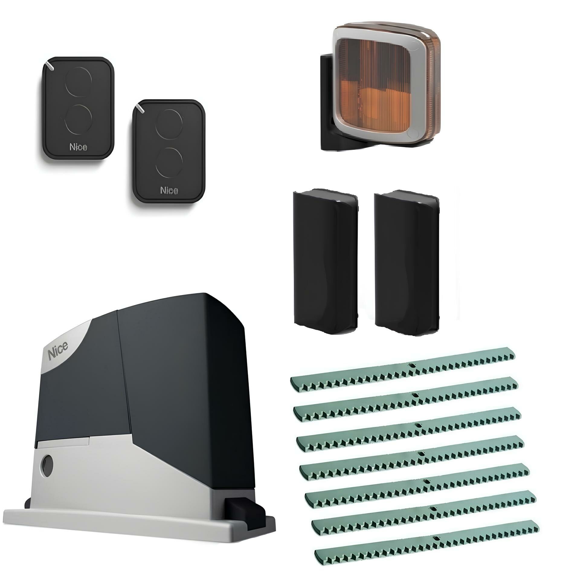 Автоматика для откатных ворот RD400KCE FULL7-K, комплект: привод, 2 пульта, фотоэлементы, лампа, 7 реек