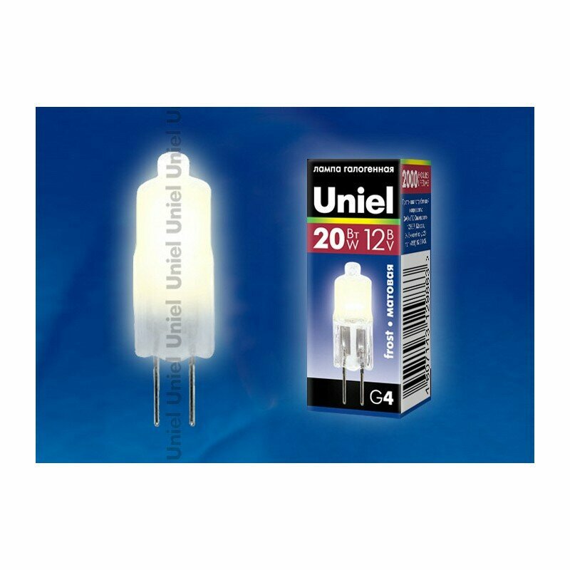 Лампа галогенная UnielJC-12/20/G4 FR обладает цоколем G4 и мощностью в 20 вт, имеет матовую колбу, цена за 1 шт