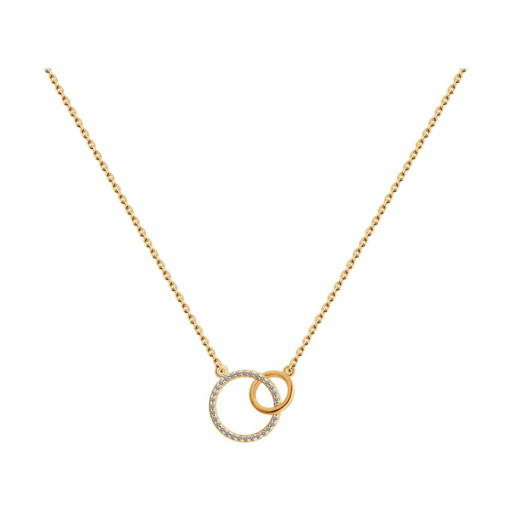 Колье, серебро, 925 проба, золочение, фианит