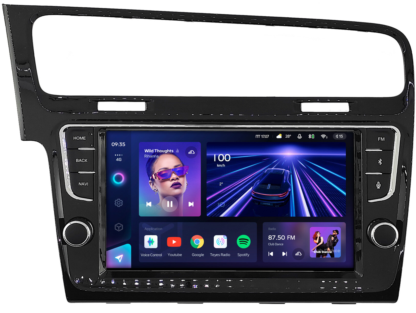 Штатная магнитола Teyes CC3 360 6/128 9" RM-9-3461 Volkswagen Golf 7 2012-2022 (черная, глянцевая) Android 10 (4G-SIM, DSP, QLed)