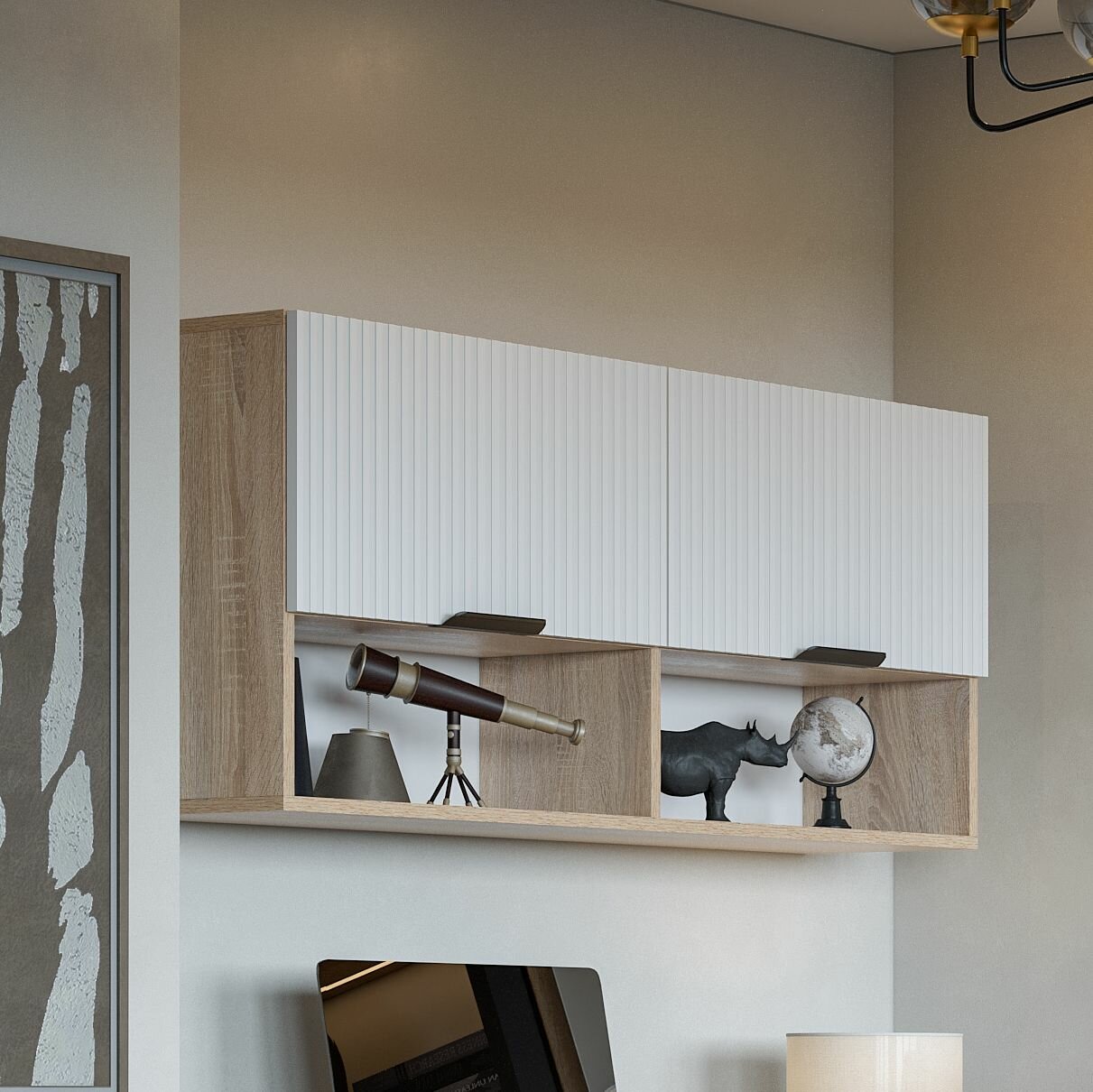 Полка мс Норд ПЛ03-1200, дуб сонома/Норд Line софт пломбир (Интерьер-Центр)