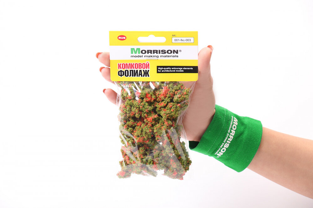 Комковой фолиаж. Красные цветы для макета.