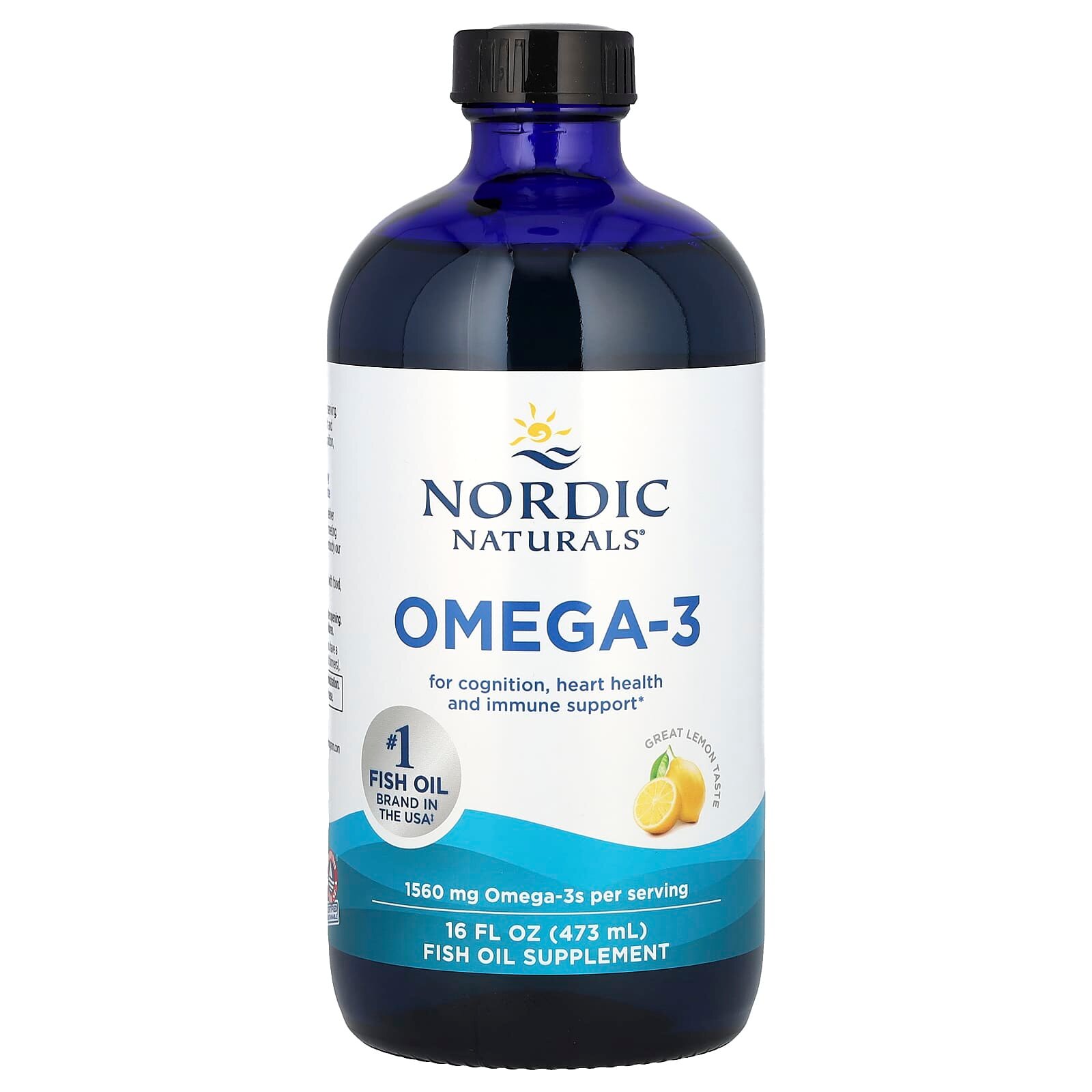 Nordic Naturals, омега-3, со вкусом лимона, 1560 мг, 473 мл