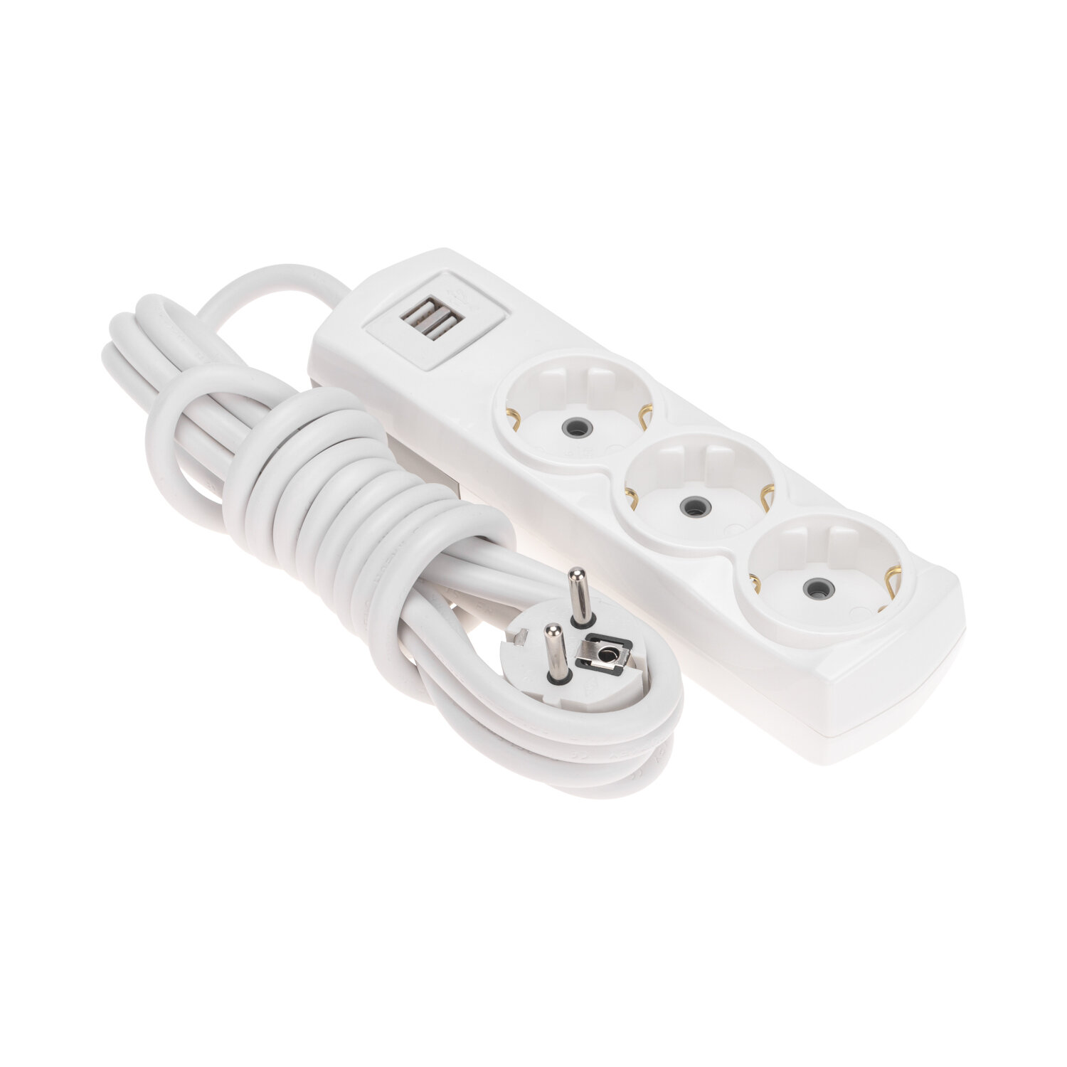 Удлинитель REXANT PREMIUM, с заземлением, 3 USB-порта, белый