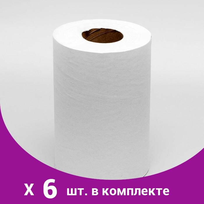 Полотенца бумажные, светло-серые с центральной вытяжкой, 1 слой (6 шт)