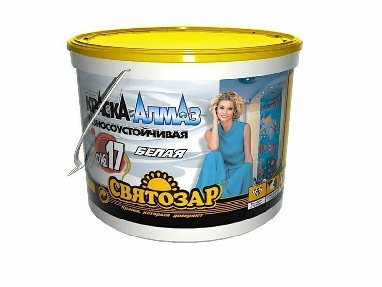 Краска Finlux Святозар-17 "алмаз" по дереву и бетону, антивандальная, стойкая к истиранию, Белая, 2,5 кг.