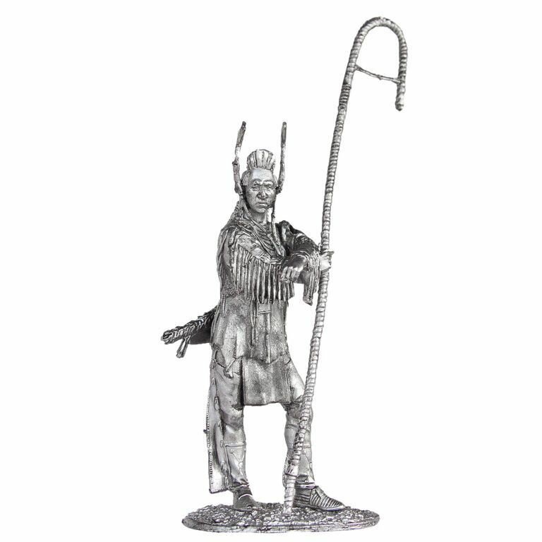 Оловянная фигурка Индеец Абсароки Ворон 54 мм масштаб (6-7 см высота) Коллекционный солдатик из олова