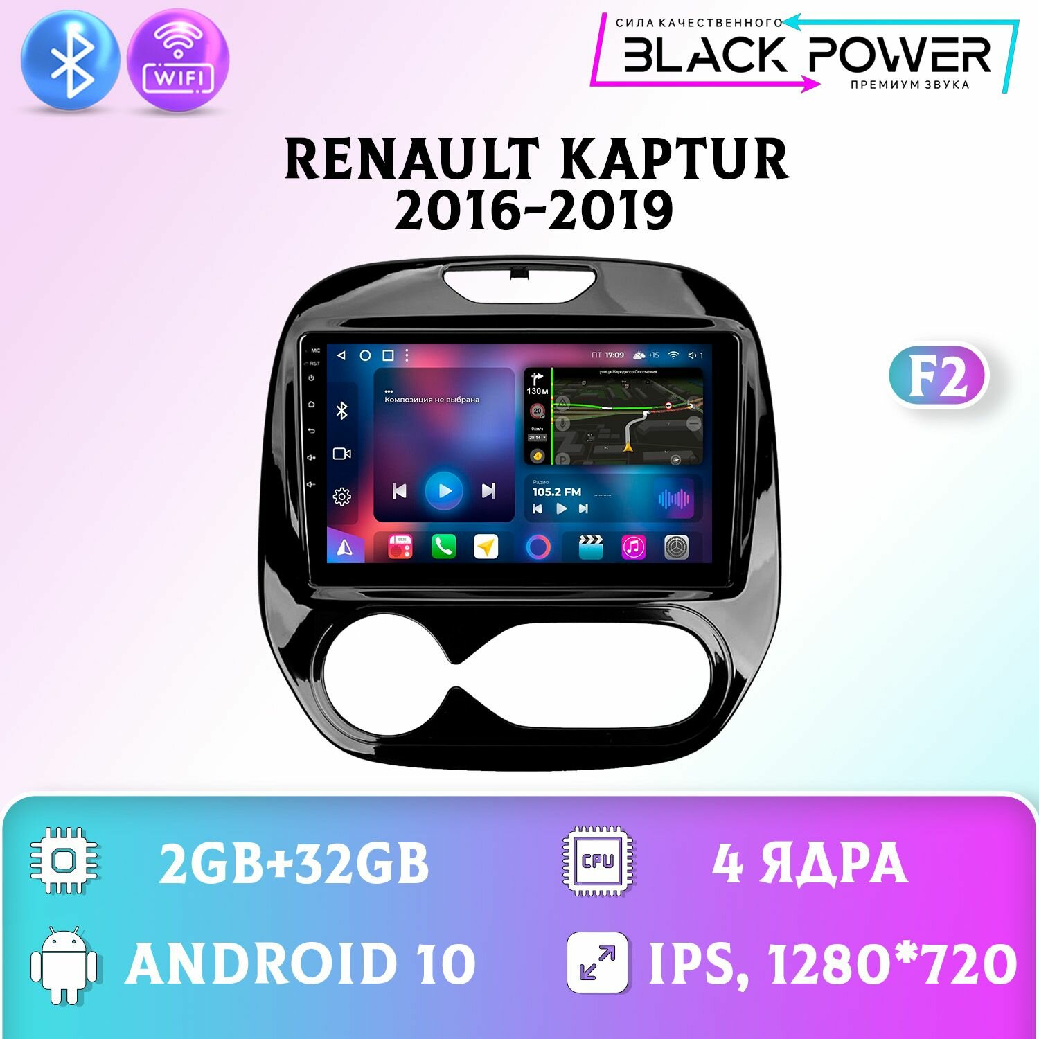 Штатная магнитола Андроид для Renault Kaptur /Рено Каптюр/Рено/2+32GB магнитола Android 10 2din головное устройство мультимедиа