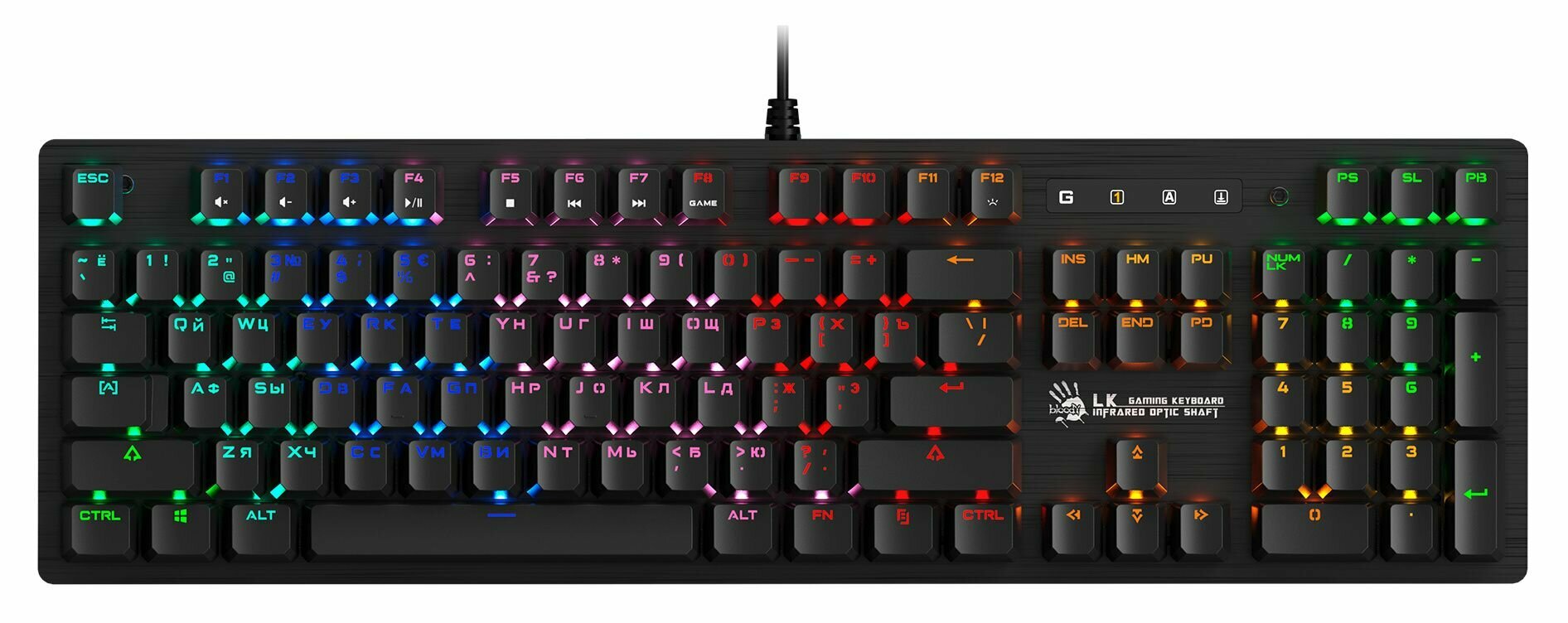 Клавиатура для компьютера A4Tech Bloody B820R Blue S механическая черный USB for gamer LED (B820R BLACK (BLUE SWITCH))
