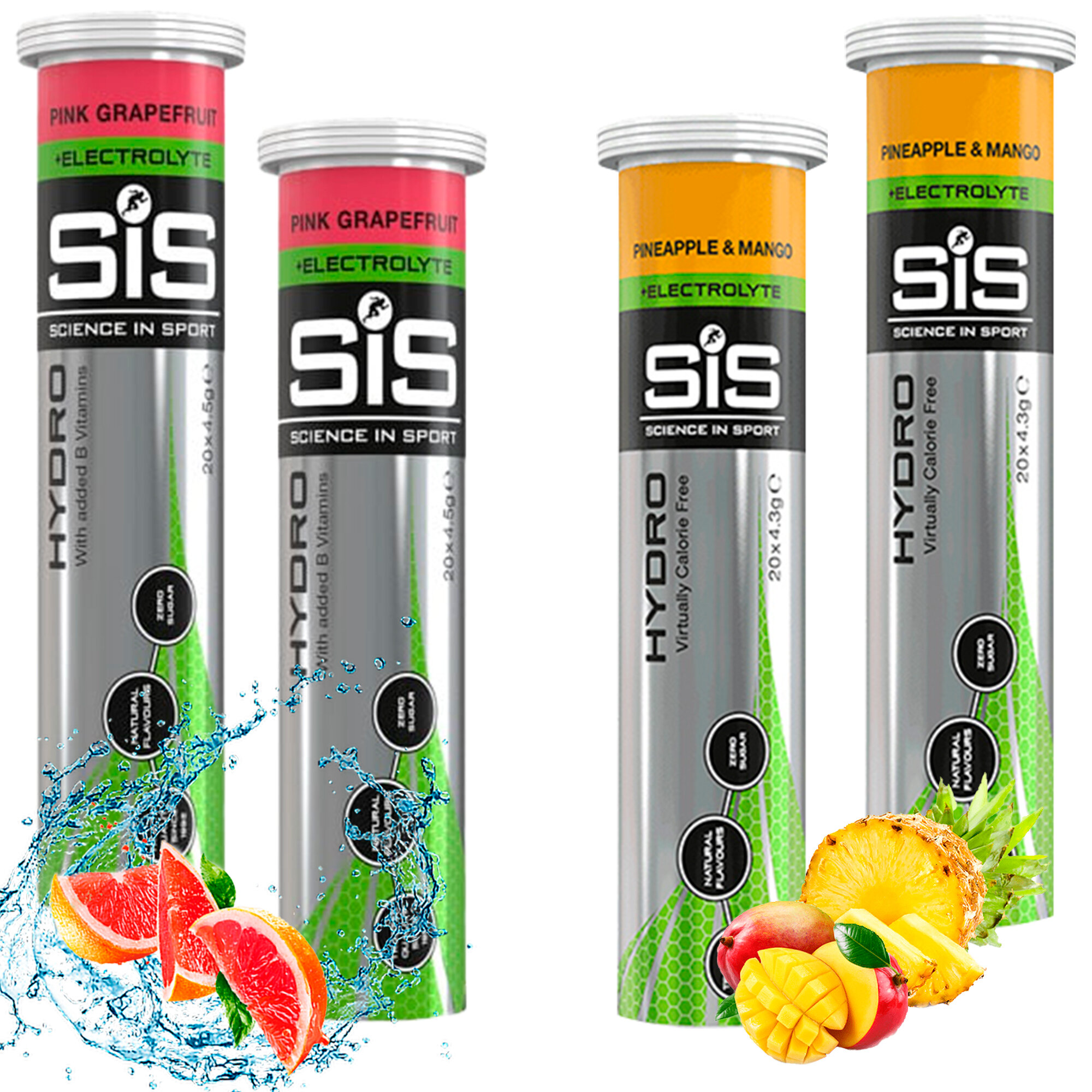 Изотоник SCIENCE IN SPORT (SiS) GO Hydro Tablet 20s 4 x 20 таблеток, Розовый грейпфрут, Ананас - Манго