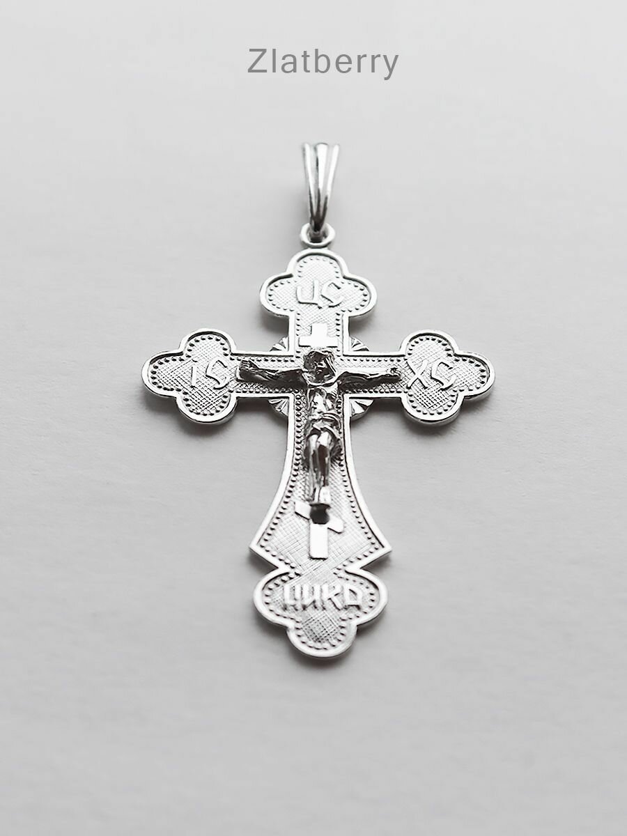 Крестик, серебро, 925 проба, родирование