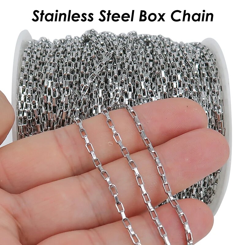 Цепочка из нержавеющей стали, box chain, 30 футов
