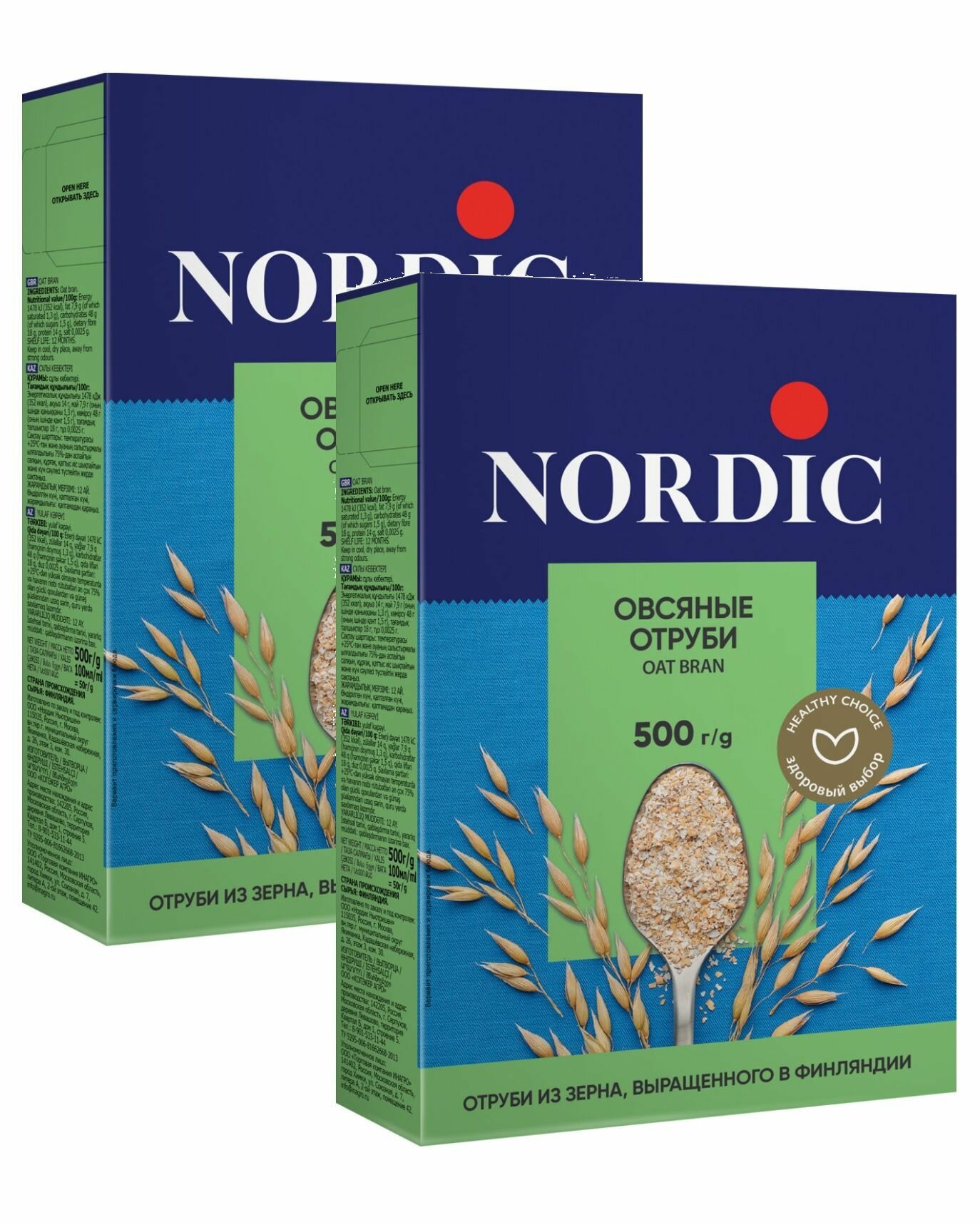Nordic овсяные отруби, 500г х 2шт