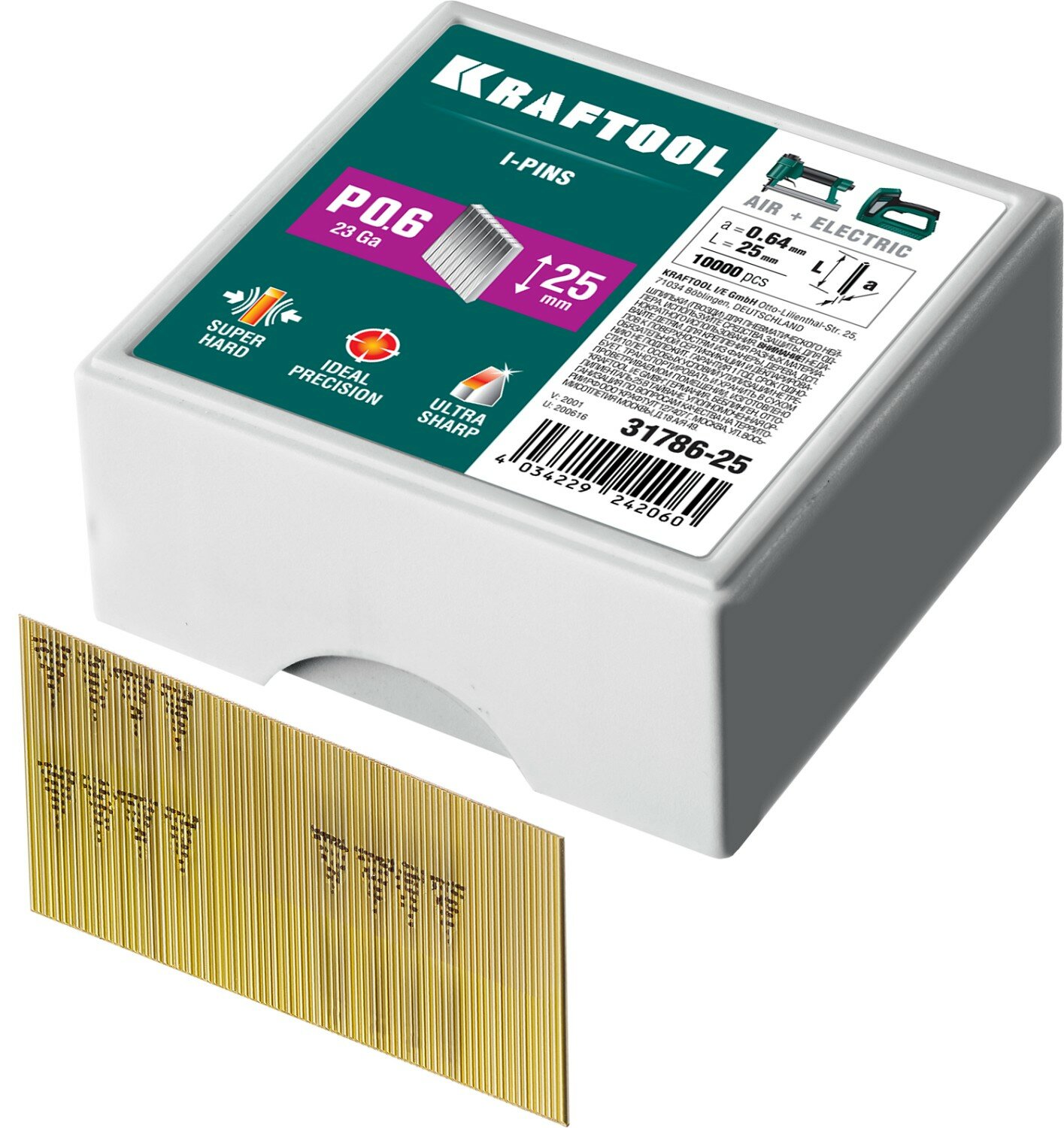 Шпильки KRAFTOOL P0.6/25мм/10000шт 31786-25
