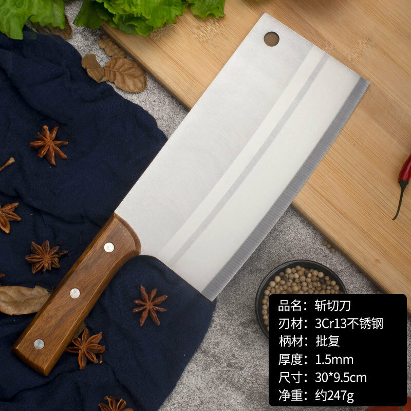 Кухонный нож из нержавеющей стали для нарезки мяса и овощей с деревянной рукояткой, многофункциональный нож мясника для нарезки мяса, поварской нож в наличии.
