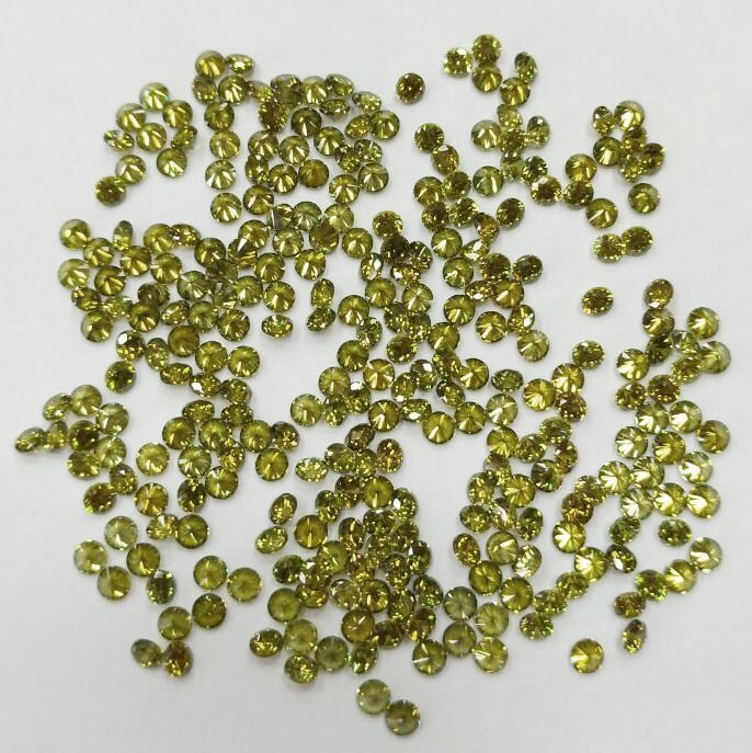 Ювелирный кристалл из фианита, 2мм, форма круг, оливково-зеленый, 10 шт.