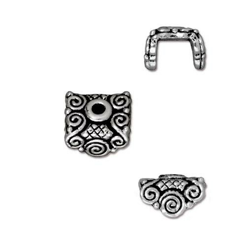 Шапочка для бусин (обниматель), 9х8мм, TierraCast, Мираж, базовый материал - оловянный сплав, посеребренный с чернением, 2 шт.