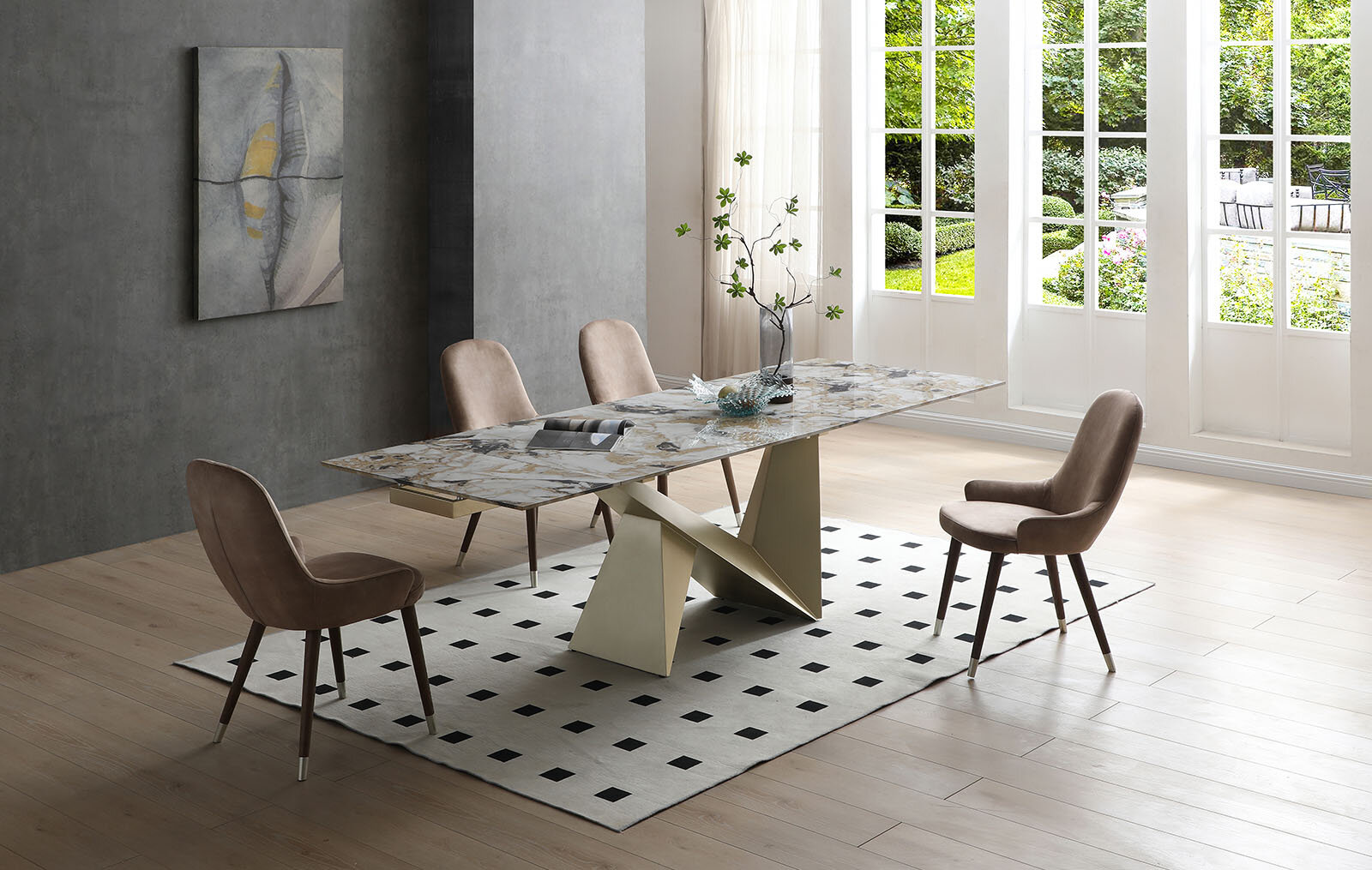 Стол раскладной Portofino Champagne 160-240, керамика/шампань