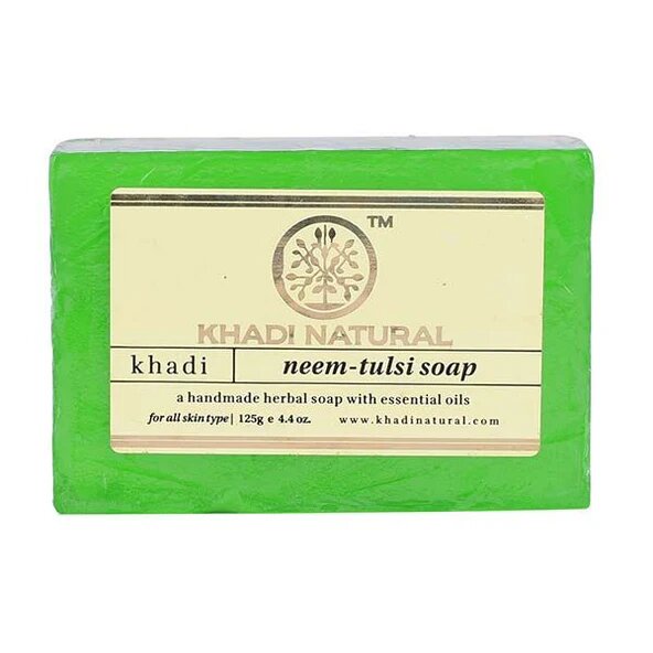 Мыло Ним Тулси ручной работы с эфирными маслами Кхади Neem Tulsi Handmade Herbal Soap With Essential Oils, Khadi Natural