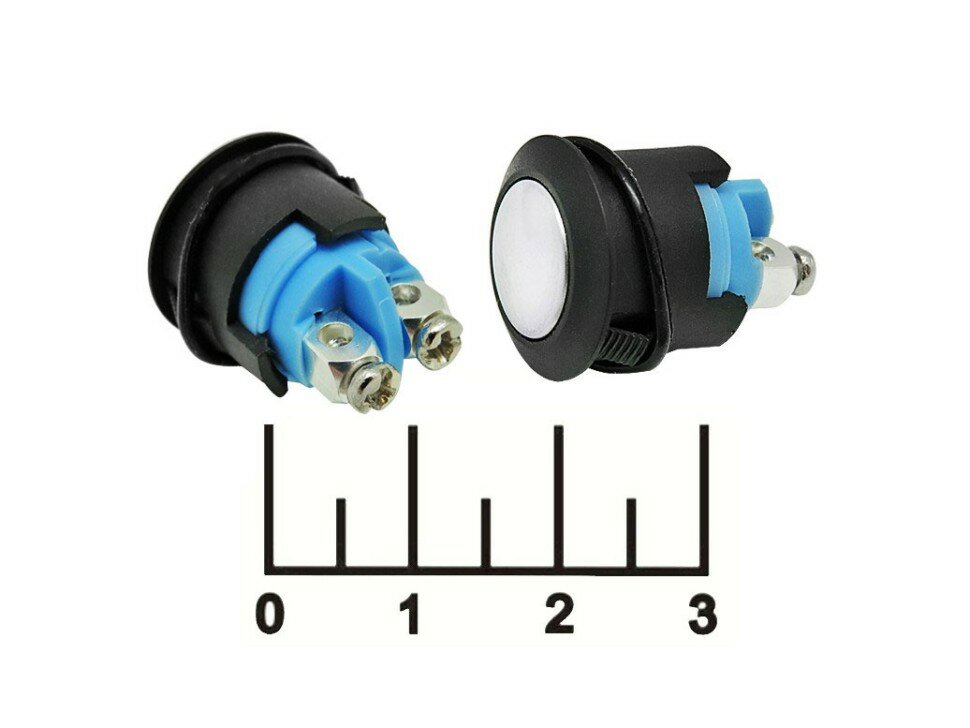 Кнопка GQ16F-10/PC без фиксации антивандальная белая (16мм) 2 контакта под винт (чк)