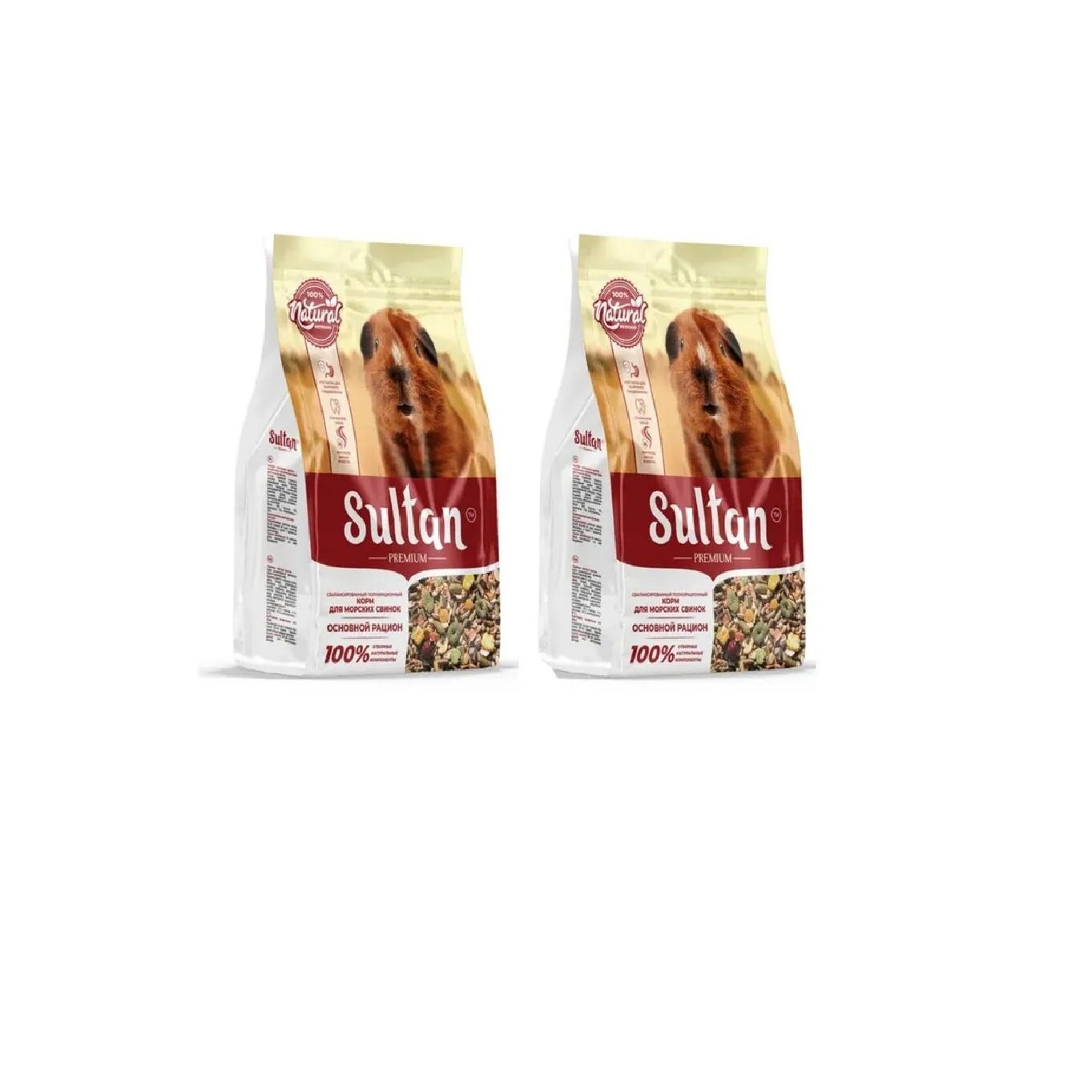 Sultan Premium Корм для морских свинок Основной рацион 400г*2шт