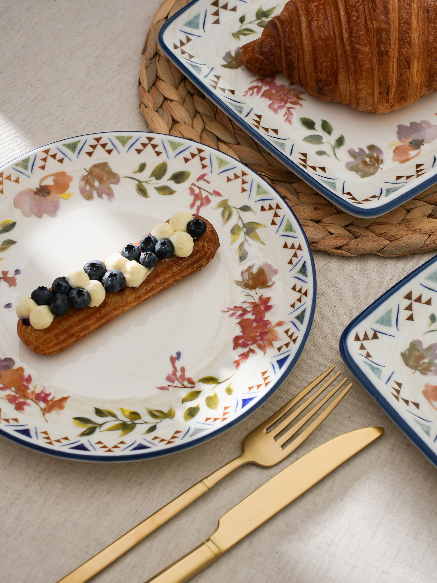 Набор тарелок 2 штуки, серия Spring, диаметр 23 см, фарфор, бежевый, Bonna