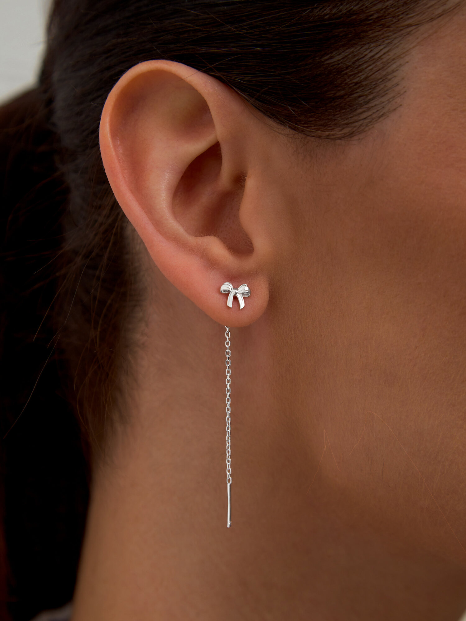 Серьги цепочки, серебро, 925 проба, родирование