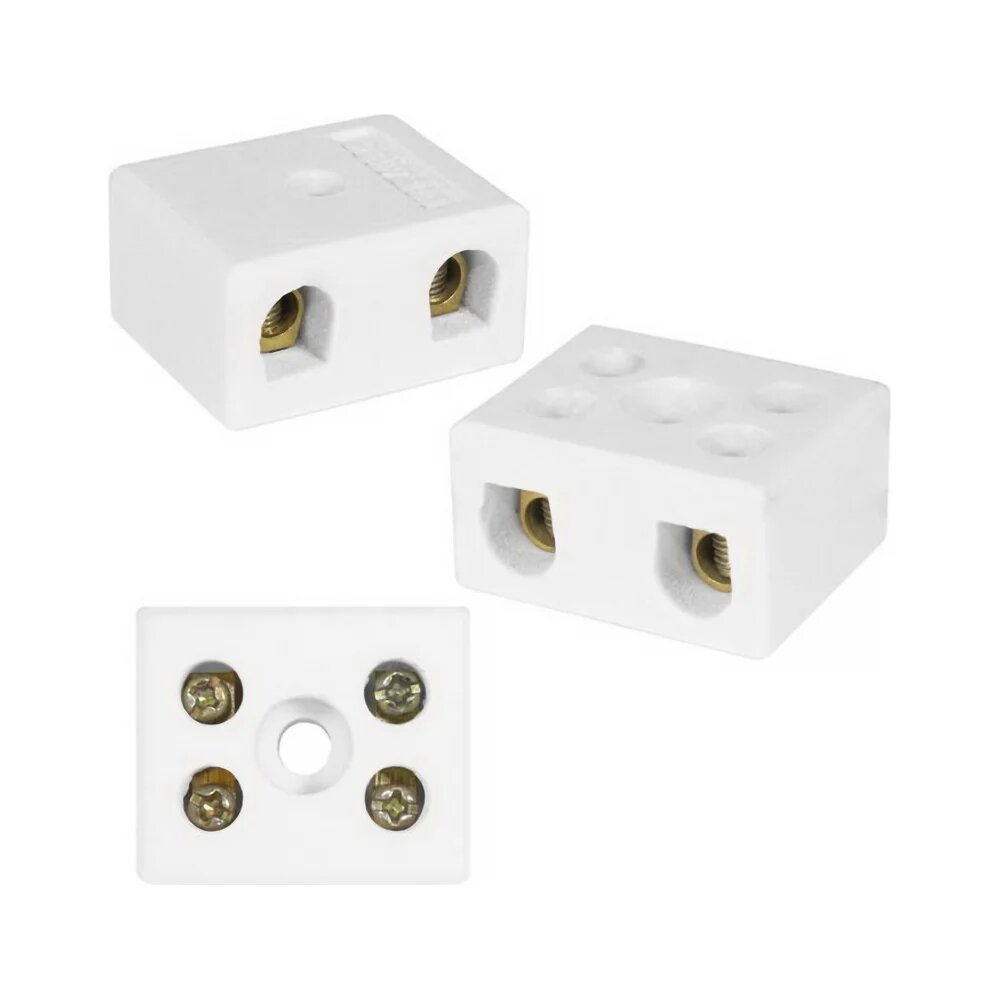 Винтовая керамическая клемма для проводов 5 мм2 Pro Legend 2x2 контакта, 400 В, 20 А, -40 +450гр. белая PL3850