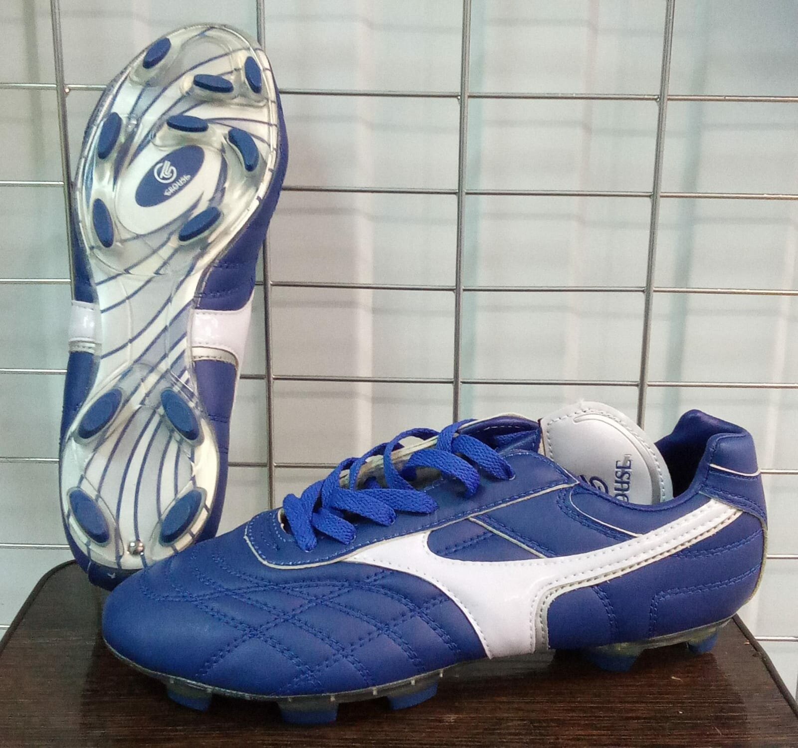 Размер 39 ( длина по стельке 25.5 см ) Бутсы из Натуральной кожи для футбола и регби CROUSE Синие