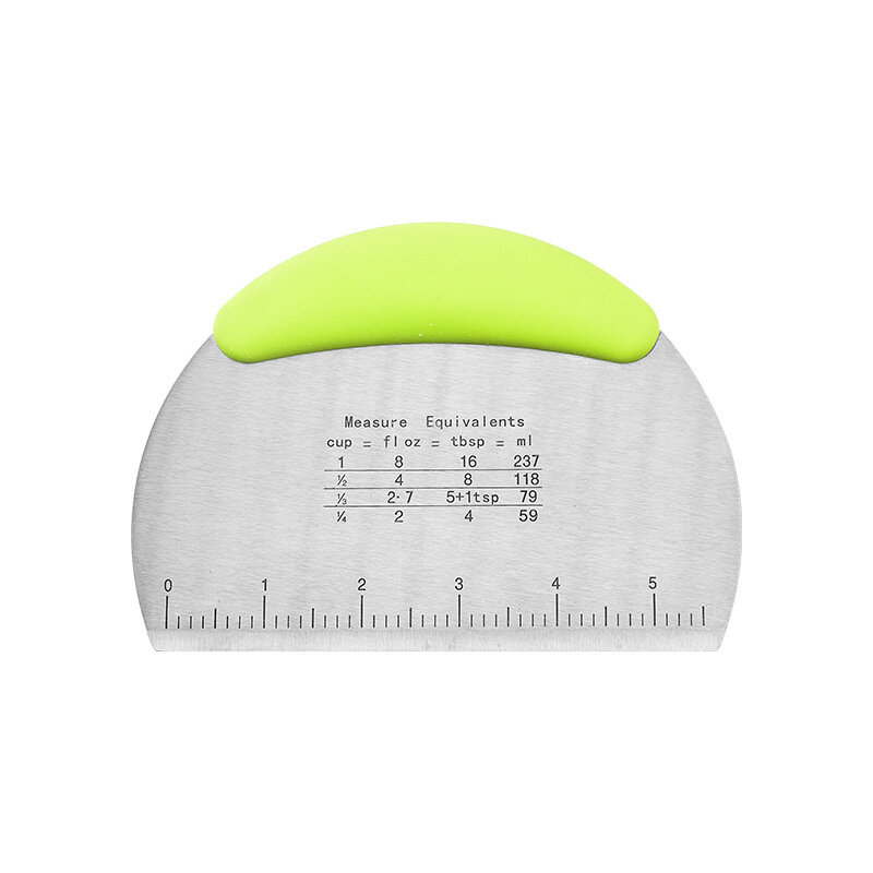 Нержавеющая сталь с измерительной шкалой, пластиковая ручка, односторонний полукруглый нож для теста и выпечки - Зеленый