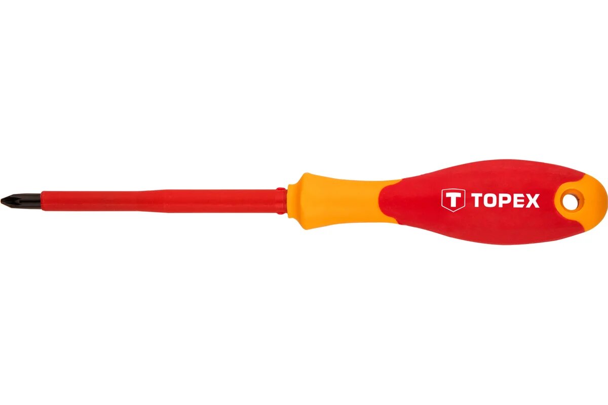 TOPEX Отвертка крестовая PZ 1000 В с сертификатом, сталь CrMo, двухкомпонентная рукоятка 39D479