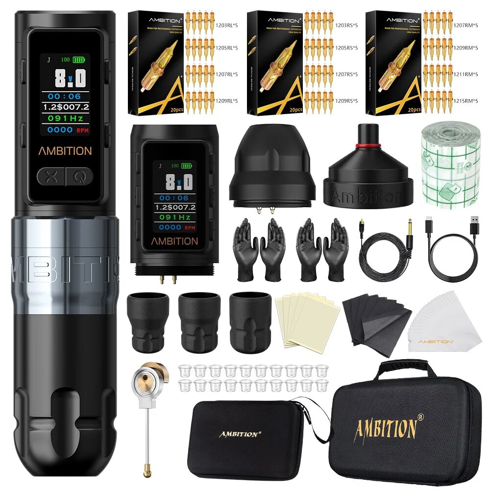 Комплект тату-машины Ambition Soldier Max Silver 2 KIT
